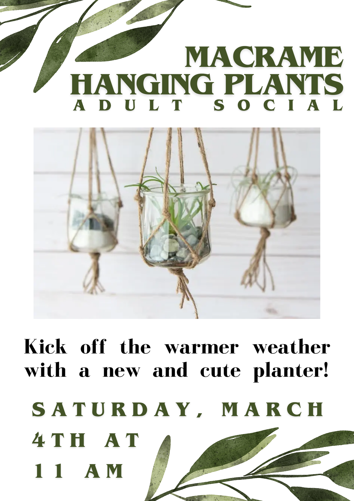 Macramé Hanging Plant — Marion County Library Sub-District #1